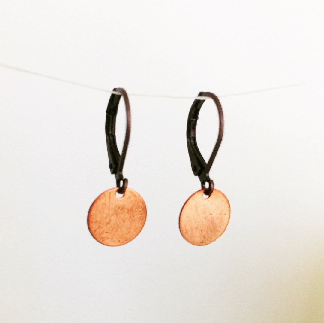 Copper Disc Earrings Dainty Disc Earrings Boho Earrings Small Coin ...