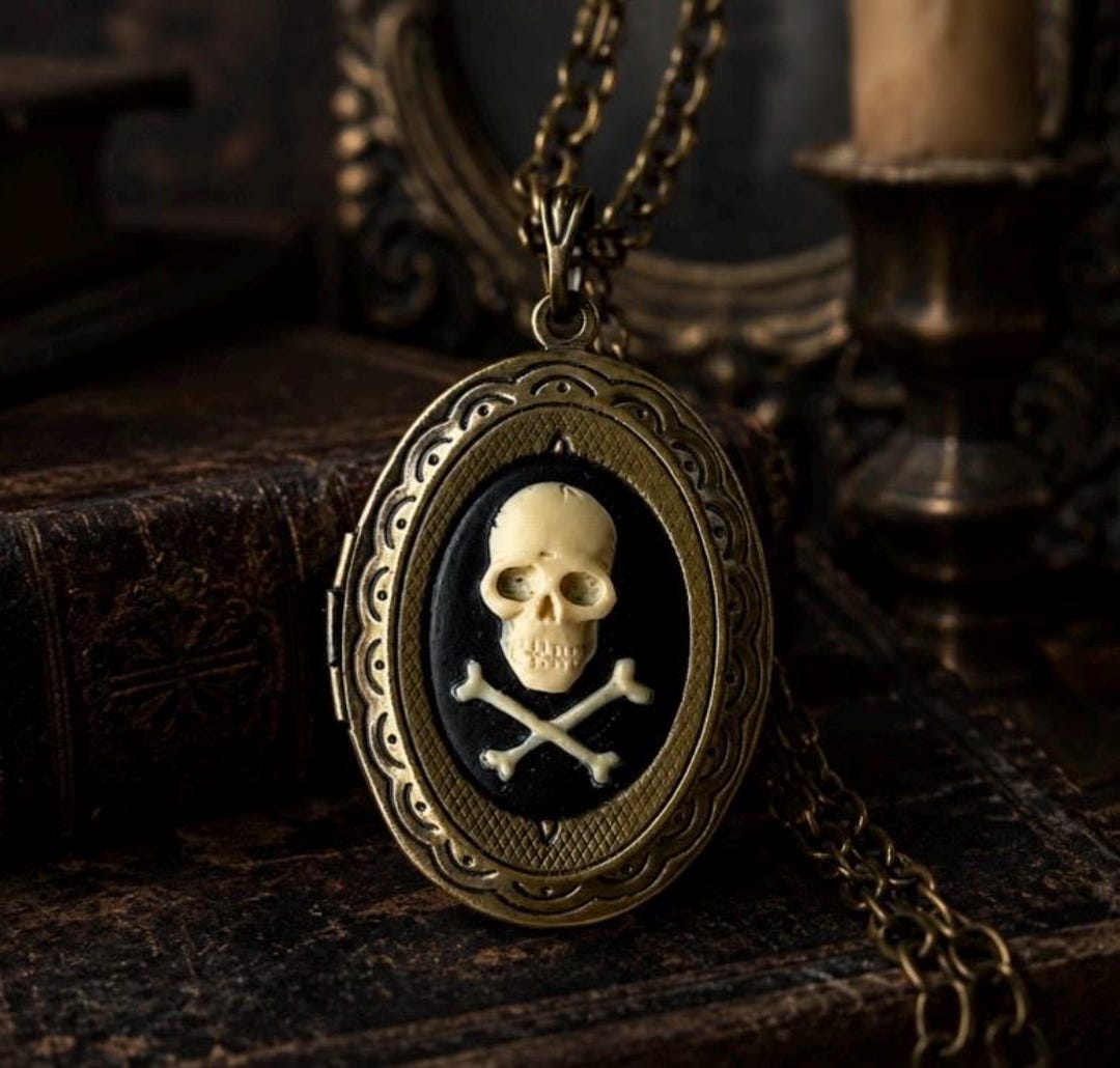 Vintage Style Gothic Skull Locket Necklace on Bronze Chain – Victorian ...