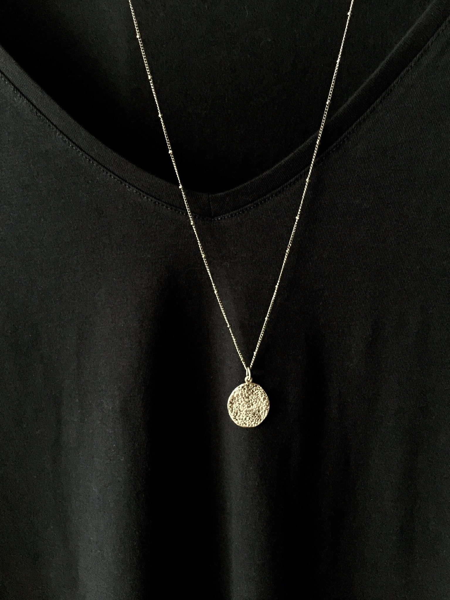 Round Meteor Pendant Round Charm Pendant Long Necklace Boho - Etsy