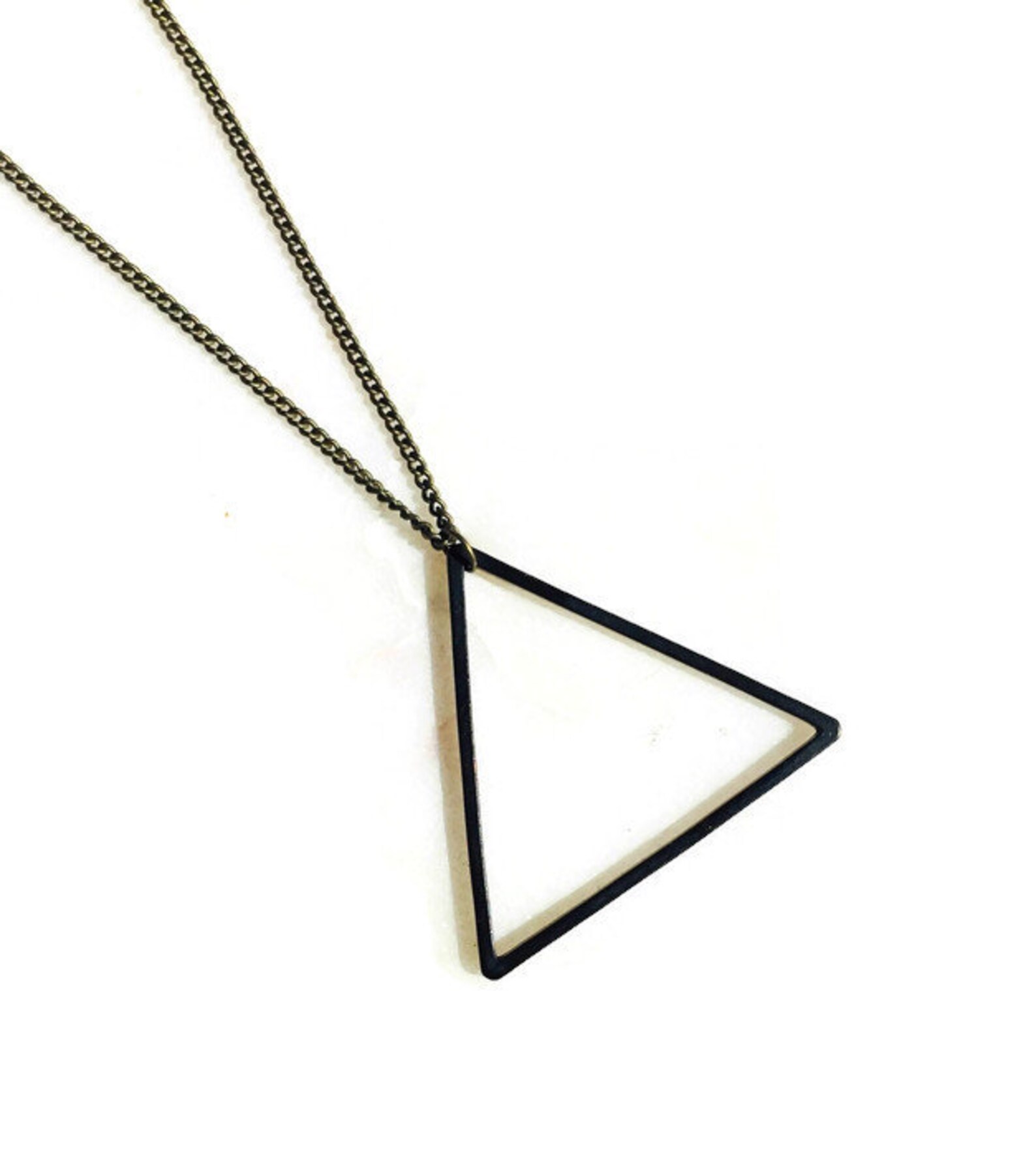 Black Triangle Necklace Long Necklace Matte Black Triangle Mens ...