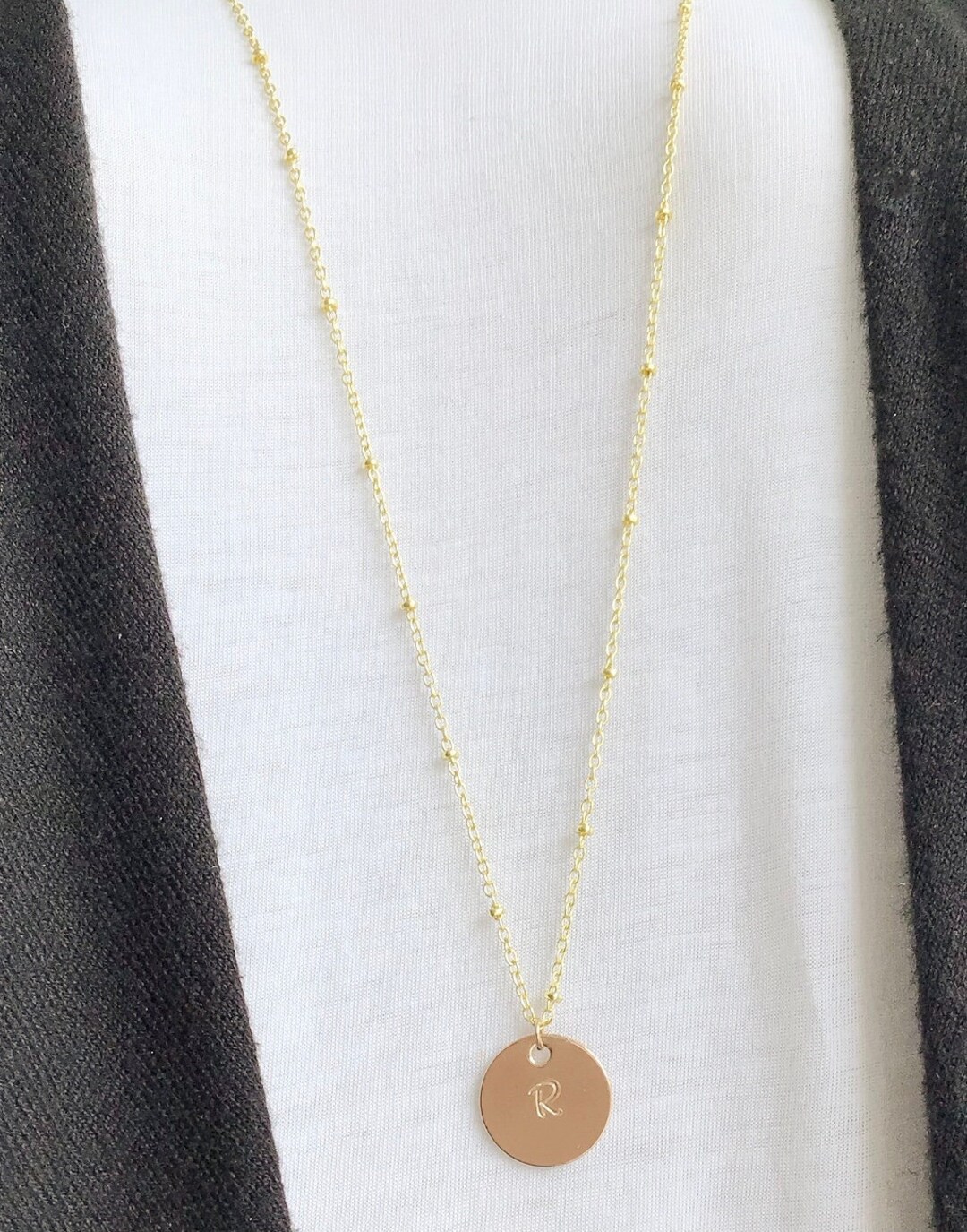 Extra Long Personalized Disc Satellite Chain Necklace Gold 34’ Inch ...