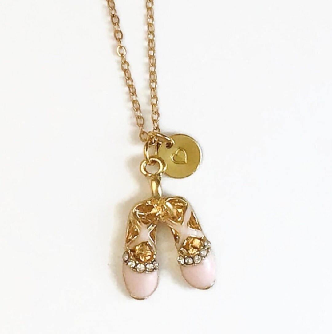 Ballet Shoe Gift for Dancer Initial Necklace Personalized Necklace ...