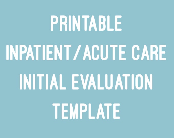 Printable Inpatient/acute Care IE Template - Etsy
