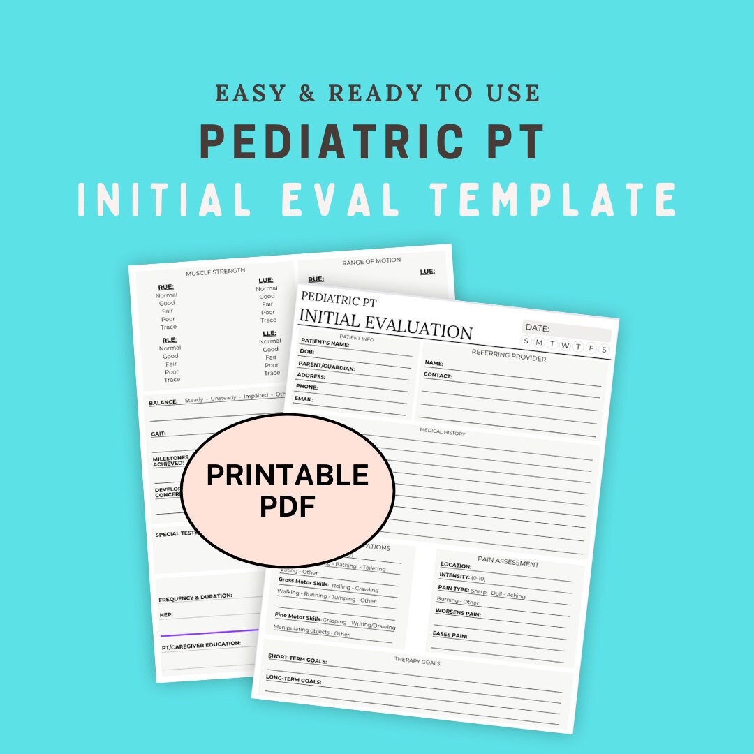 Pediatric PT Initial Evaluation Template Printable PDF - Etsy