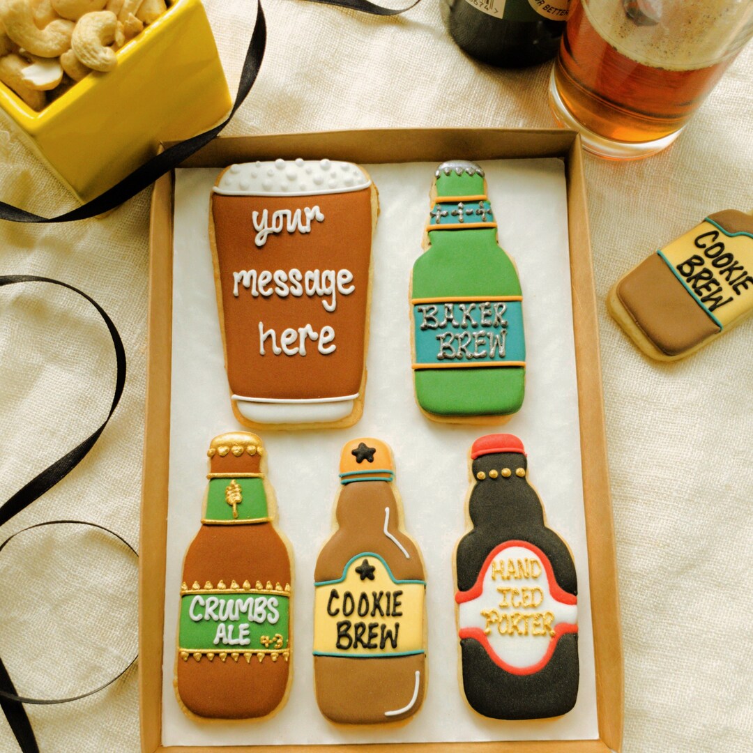 Hand-iced Personalised Beer Cookie LETTERBOX Gift/gifts for Him/21st ...