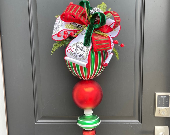 Christmas Finial Hanging Decor, Shatterproof Ornament Finial, Large Red ...