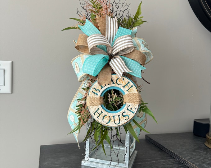 Beach Lantern Swag, Summer Lake or River Wreath Swag, Beach Themed Home ...