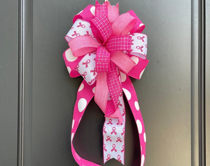 Breast Cancer Survivor Bow Pink Support Ribbon Indoor or | Etsy