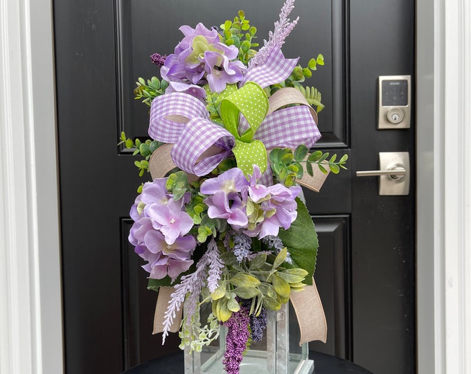 Hydrangea Lantern Swag, Lavender Spring Wreath Swag, Everyday Table ...