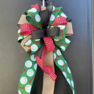 Golf Wreath Bow, Golf Ball Indoor or Outdoor Wreath Bow, Golf Course ...