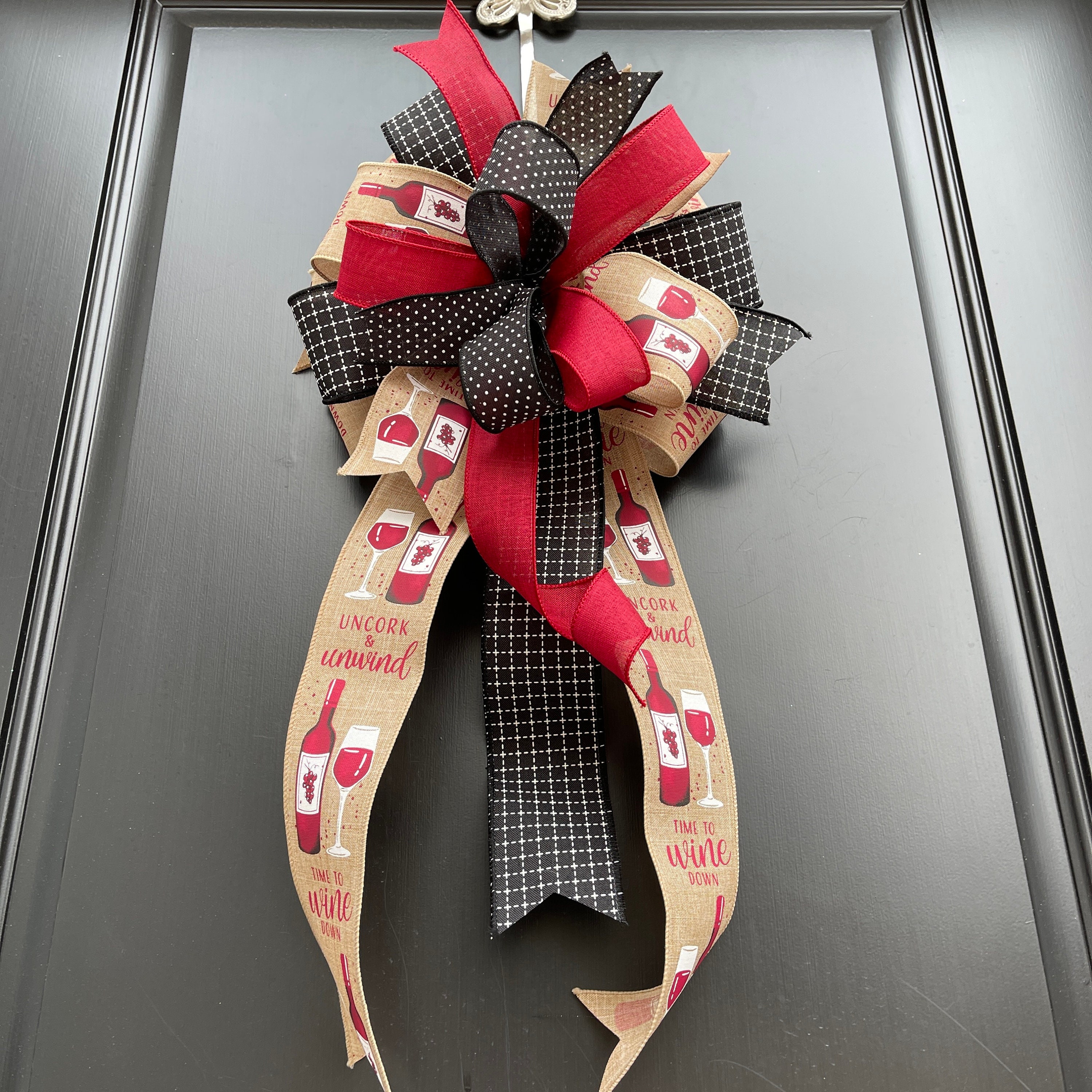 Red Wine Wreath Bow Wine Lover Bow Indoor or Outdoor Wreath | Etsy