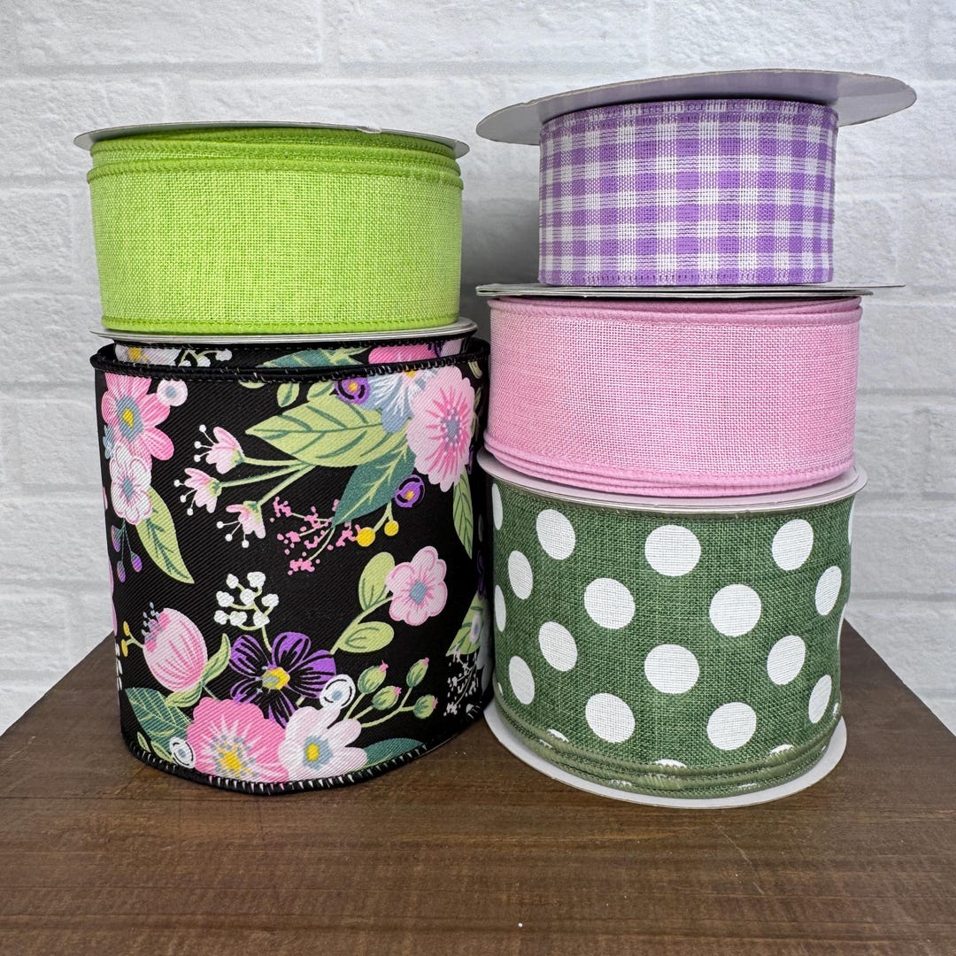 Floral Wired Ribbon Roll or Bundle, Spring Wreath & Bow Making - Etsy