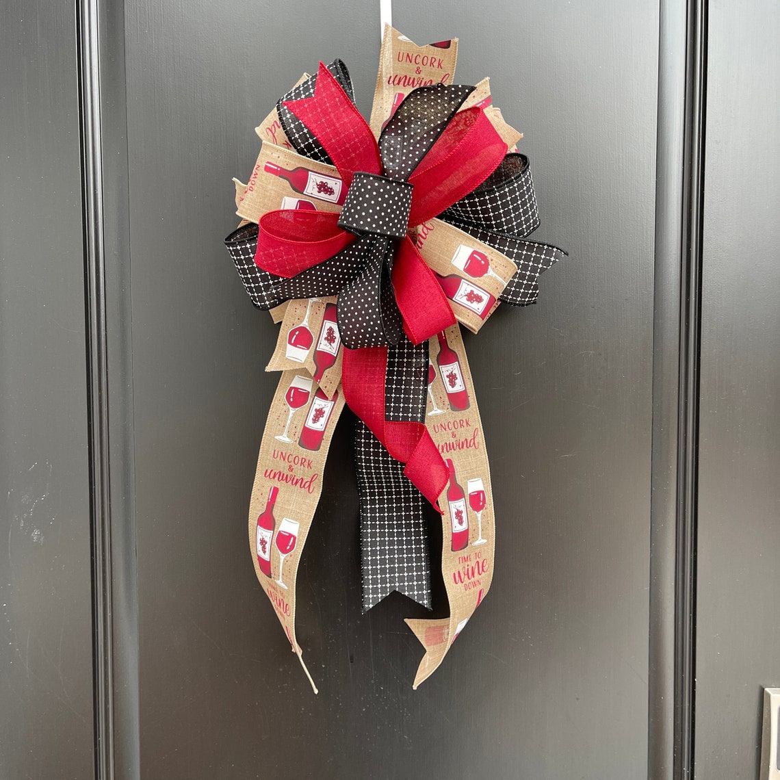 Red Wine Wreath Bow Wine Lover Bow Indoor or Outdoor Wreath - Etsy