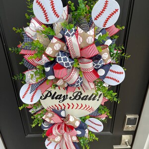 Baseball Wreath Swag: Red, White, and Blue Summer Door Decor - Etsy