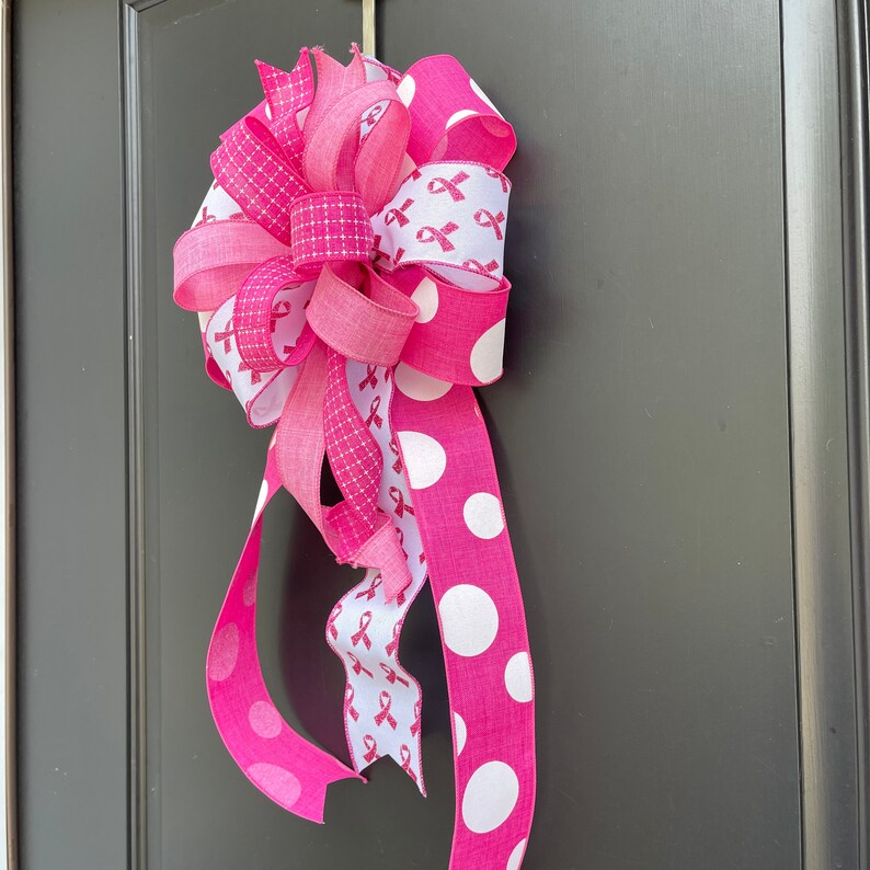 Breast Cancer Survivor Bow Pink Support Ribbon Indoor or - Etsy