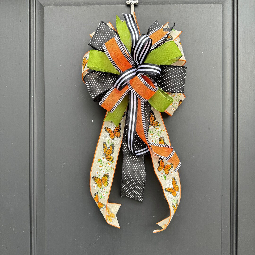 Monarch Butterfly Wreath Bow: Spring Summer Home Decor - Etsy