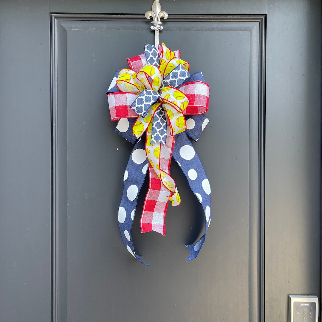 Softball Wreath Bow, Team Sports Mailbox Bow, Softball Decor - Etsy