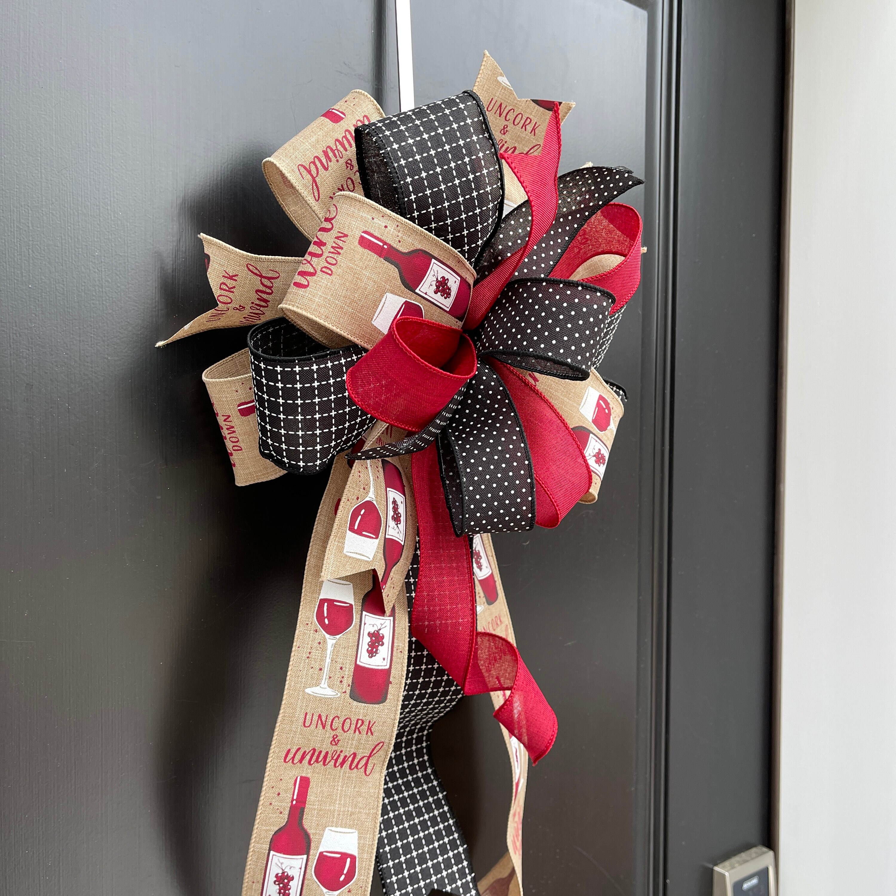 Red Wine Wreath Bow Wine Lover Bow Indoor or Outdoor Wreath | Etsy