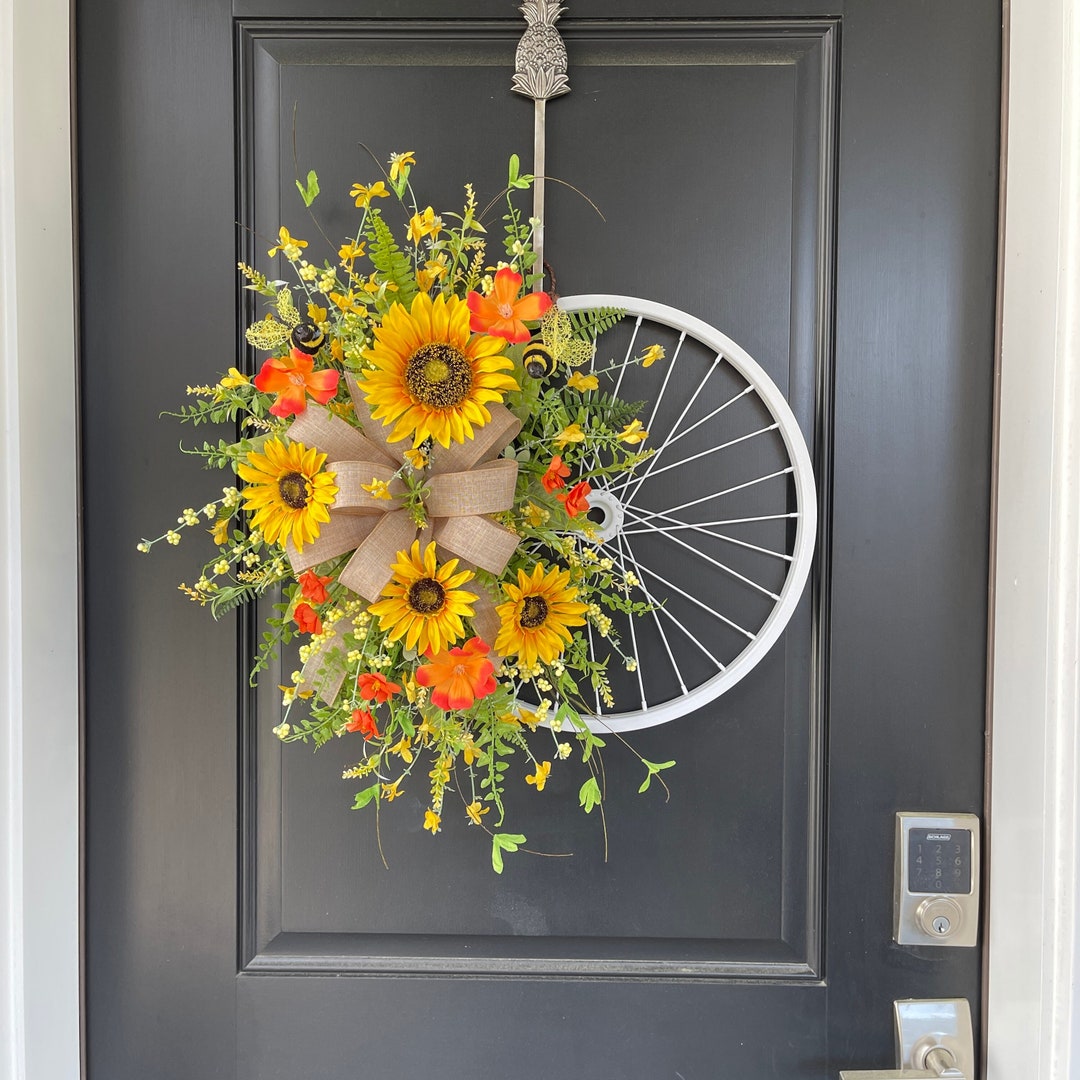 Sunflower Bicycle Wheel Wreath: Summer Home Decor - Etsy