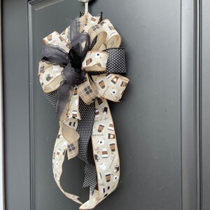 Coffee Theme Wreath Bow, Coffee Lovers Bow, Indoor or Outdoor Coffee ...