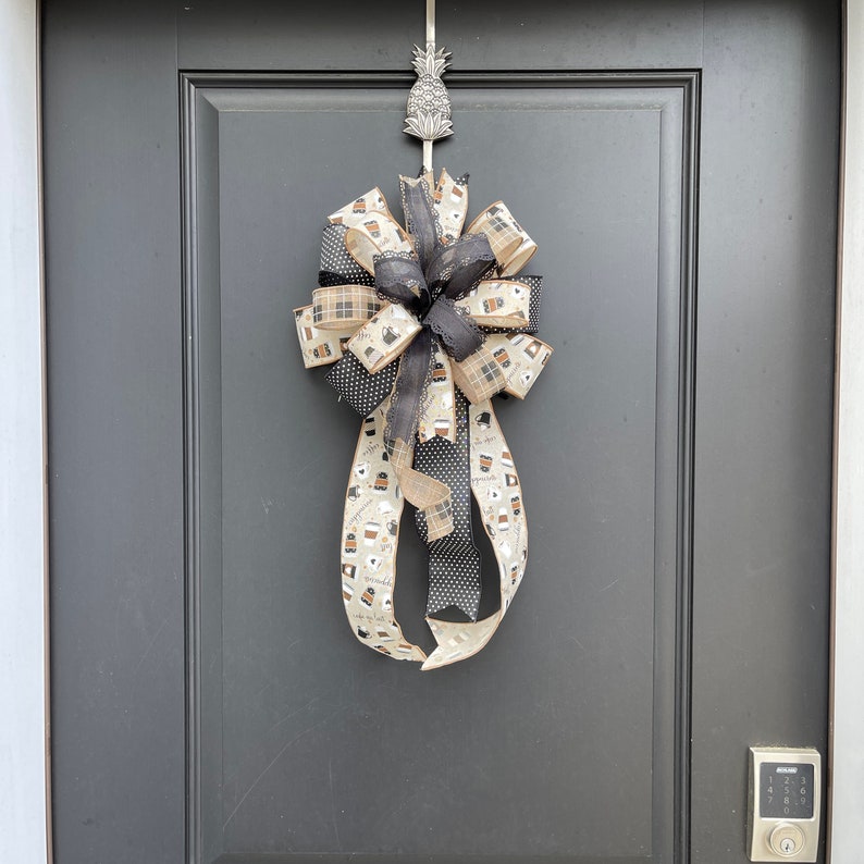 Coffee Theme Wreath Bow Coffee Lovers Bow Indoor or Outdoor - Etsy