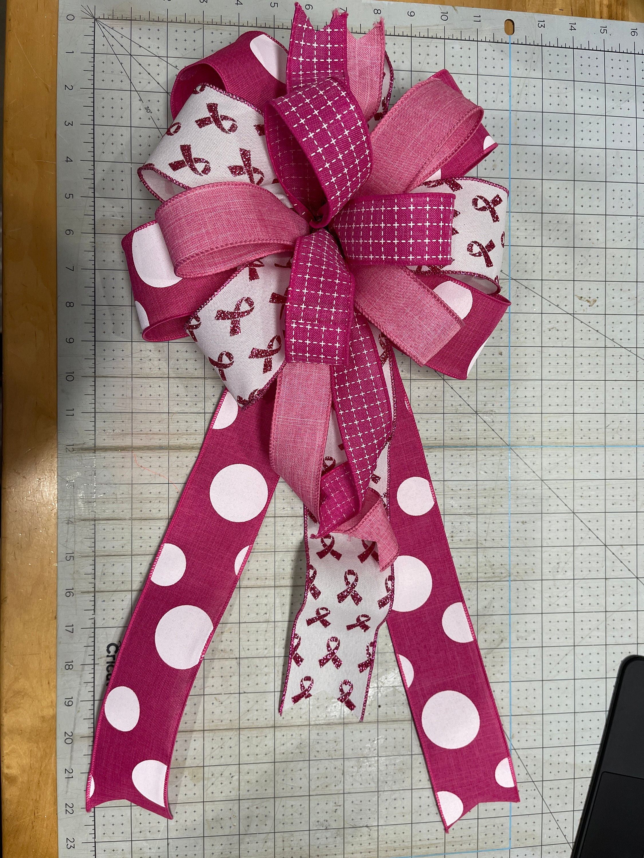 Breast Cancer Survivor Bow Pink Support Ribbon Indoor or | Etsy
