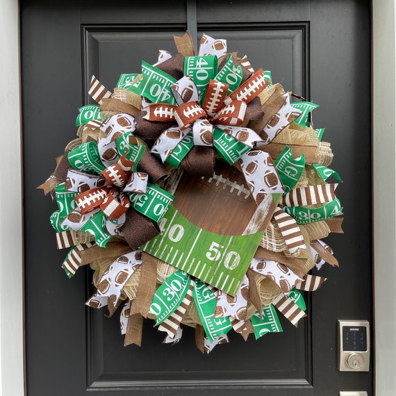 Football Theme Wreath for Front Door Fall Sports Wreath - Etsy