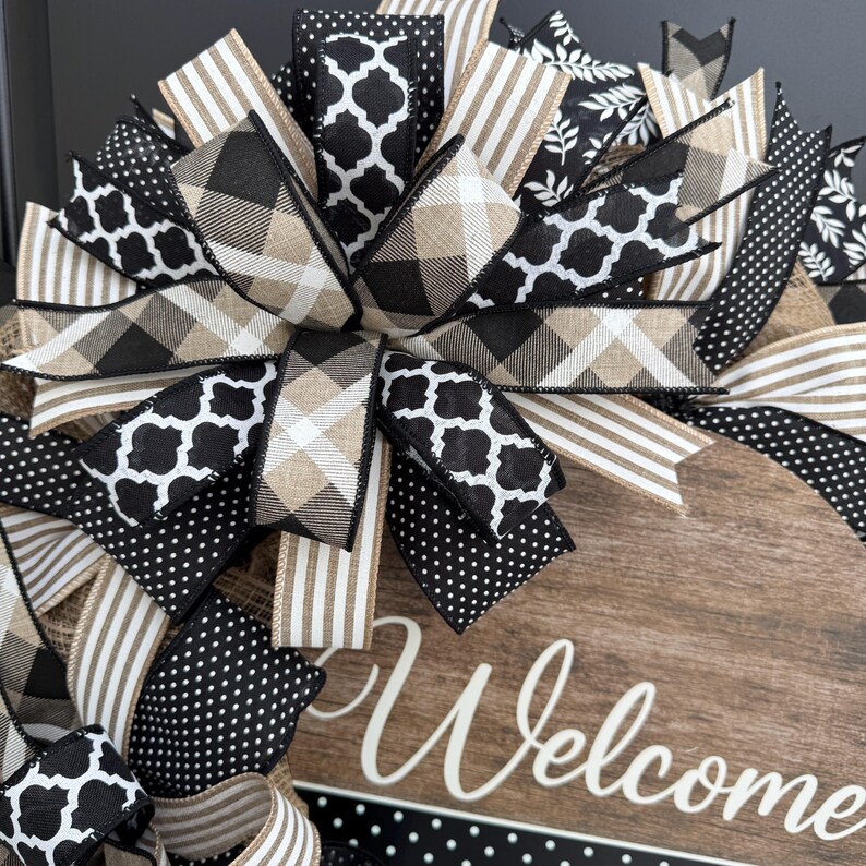Everyday Welcome Wreath, Black and Tan Front Door Decor - Etsy