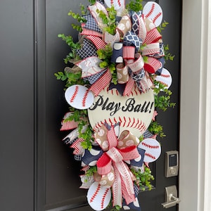 Baseball Wreath Swag: Red, White, and Blue Summer Door Decor - Etsy