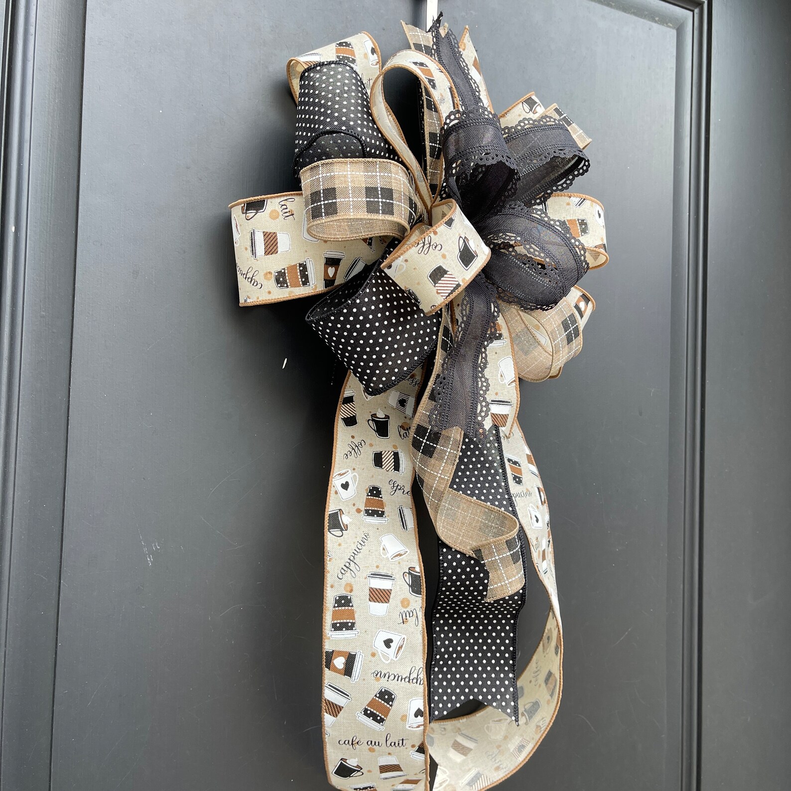 Coffee Theme Wreath Bow Coffee Lovers Bow Indoor or Outdoor - Etsy