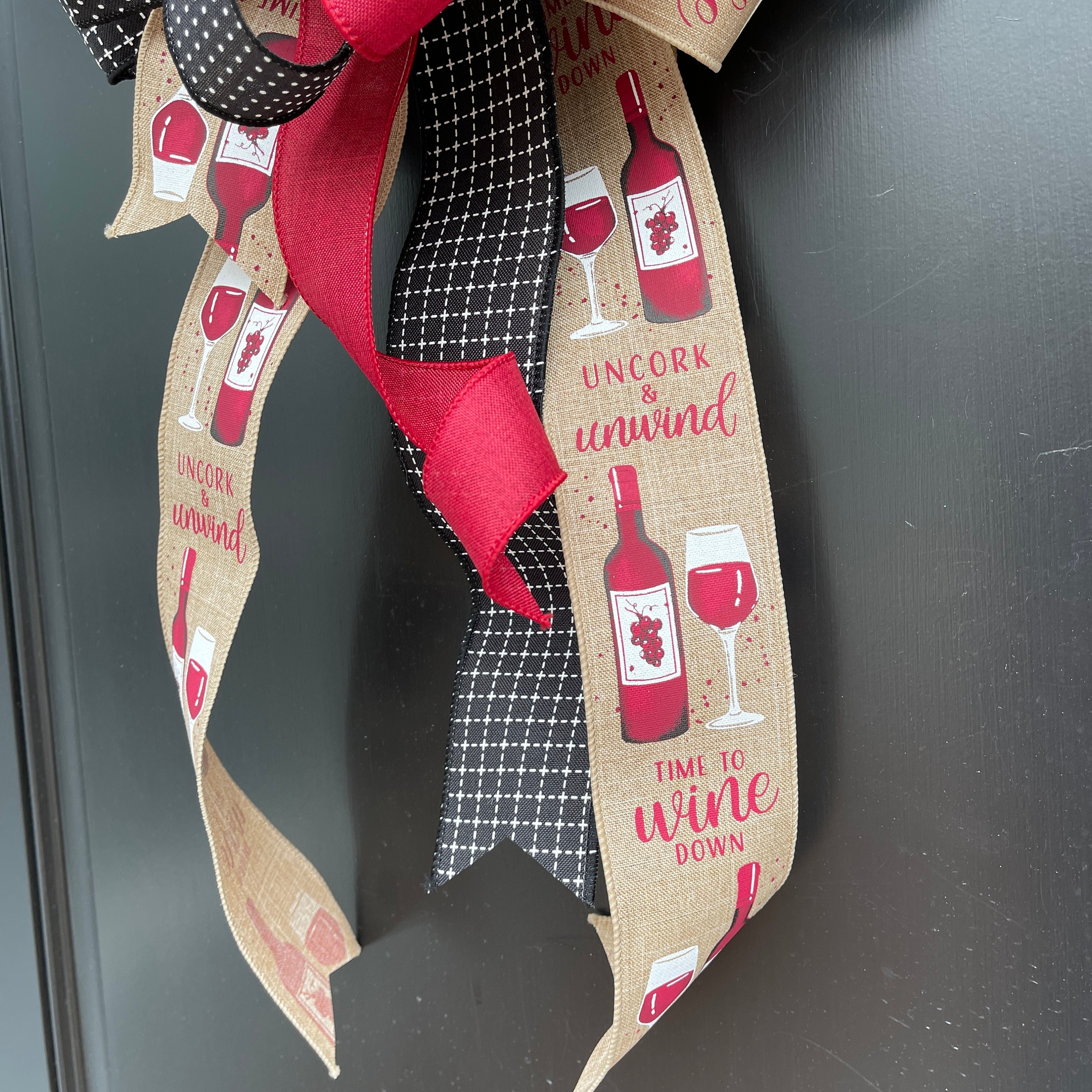 Red Wine Wreath Bow Wine Lover Bow Indoor or Outdoor Wreath | Etsy