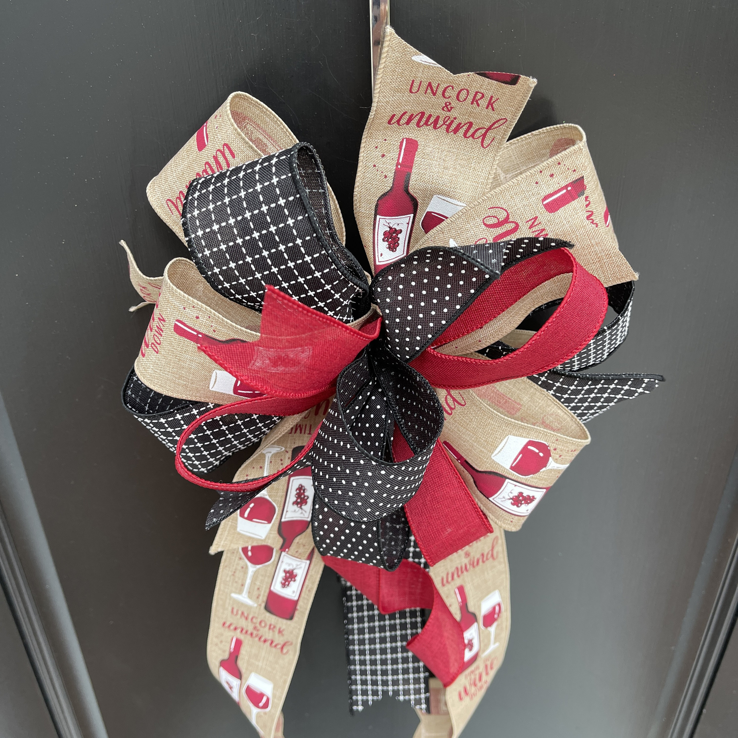 Red Wine Wreath Bow Wine Lover Bow Indoor or Outdoor Wreath | Etsy