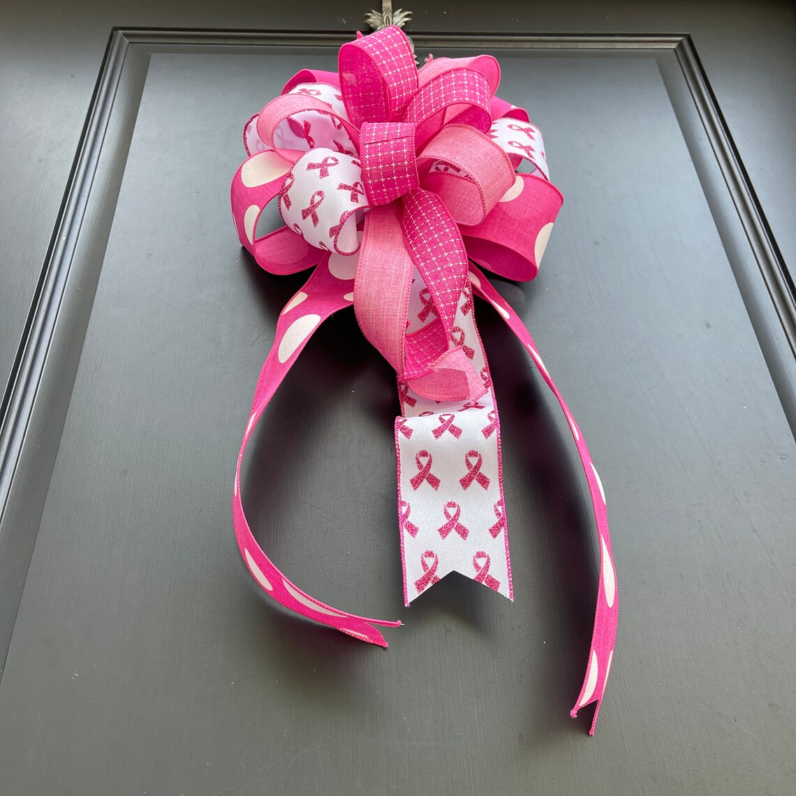 Breast Cancer Survivor Bow Pink Support Ribbon Indoor or | Etsy