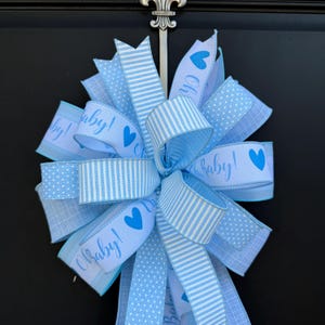 Blue and White Baby Boy Bow for Wreath, Door or Mailbox: Shower Decor ...