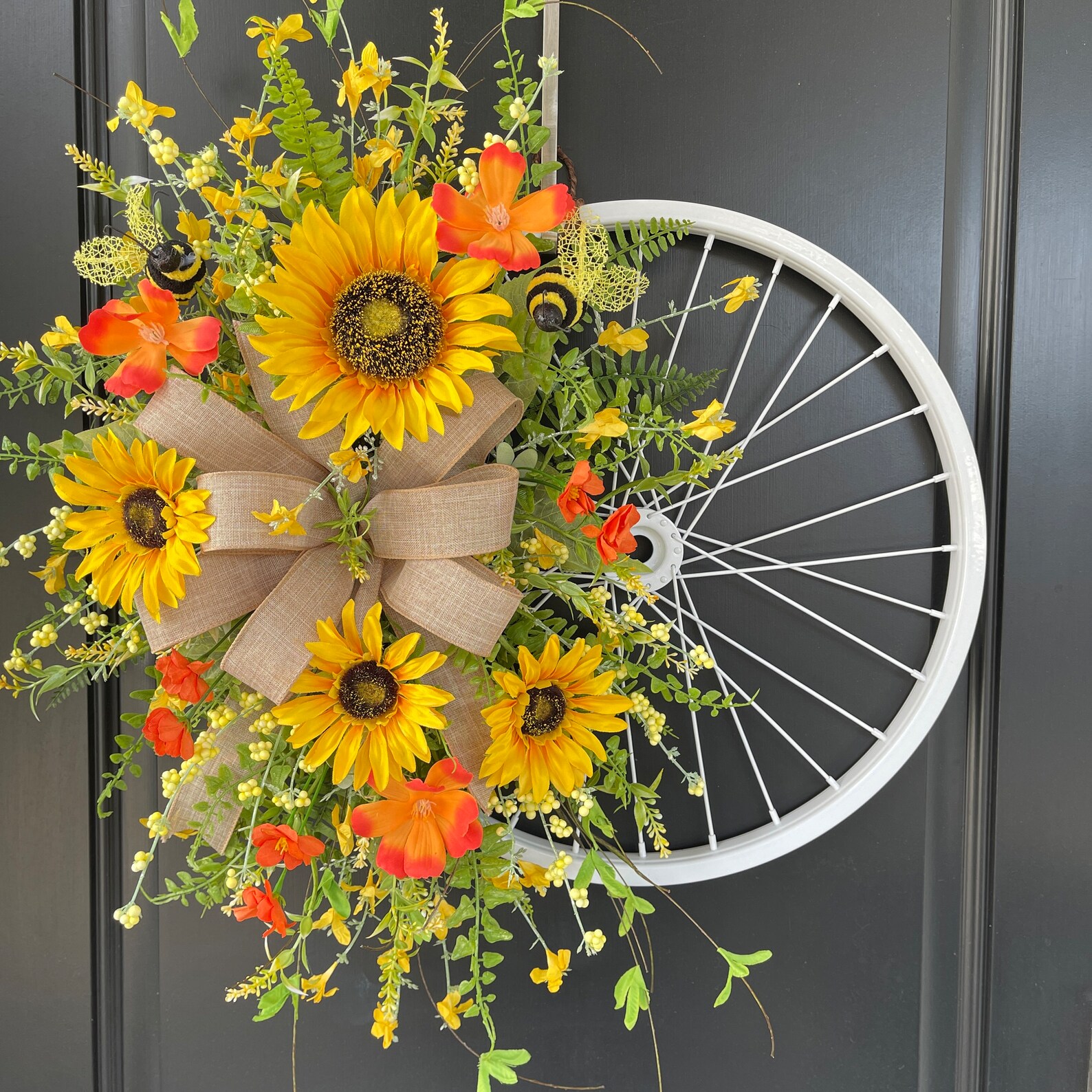 Sunflower Bicycle Wheel Wreath: Summer Home Decor - Etsy