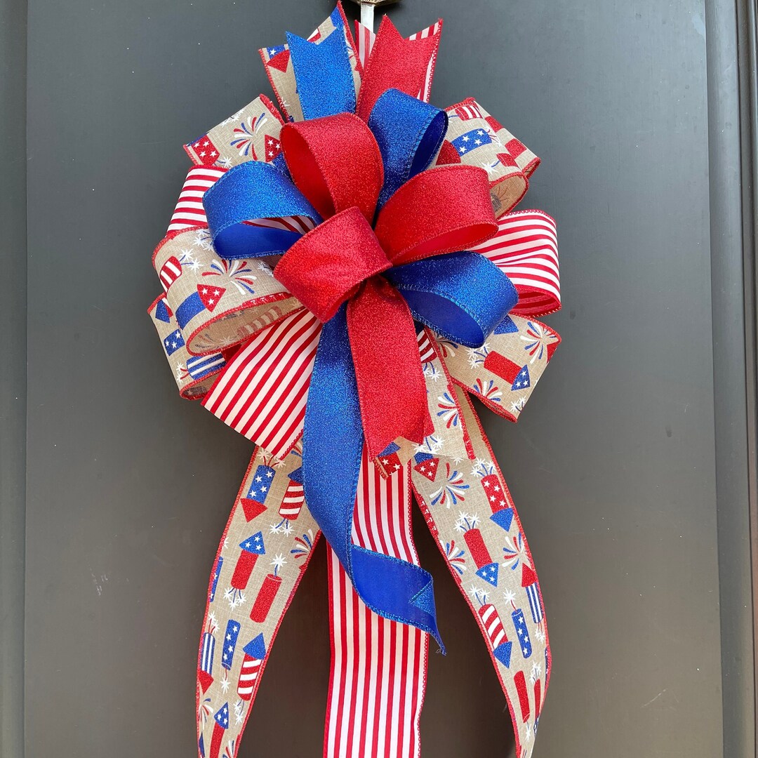 Patriotic Firecracker and Fireworks Bow for Wreath or Mailbox - Etsy