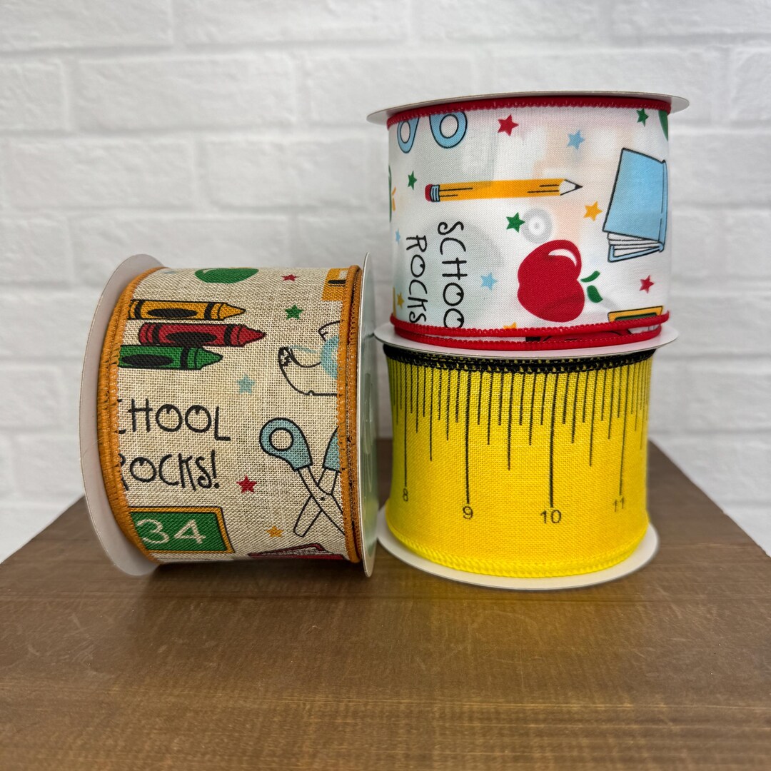 Back to School Ribbon Roll or Bundle, Teacher Ribbons, Wired Edge ...