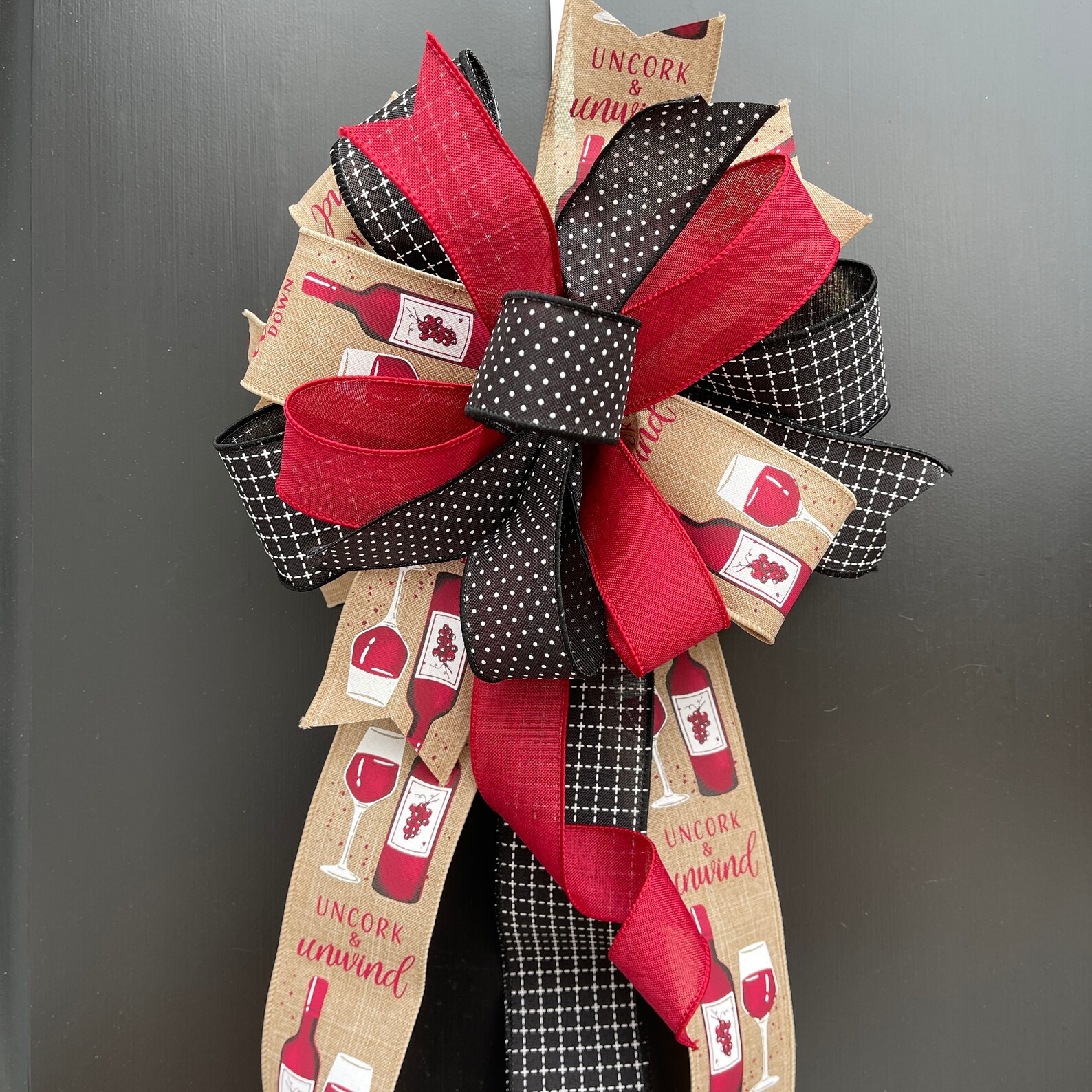 Red Wine Wreath Bow Wine Lover Bow Indoor or Outdoor Wreath - Etsy