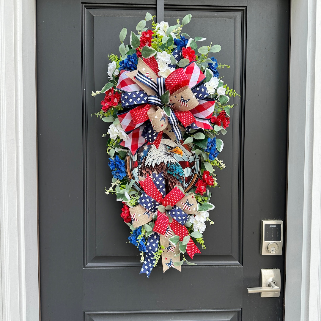Patriotic Bald Eagle Wreath Swag: 4th of July Front Door Decor - Etsy