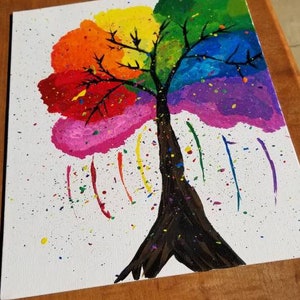 Rainbow Tree, Acrylic Painting, 11"×14" - Etsy