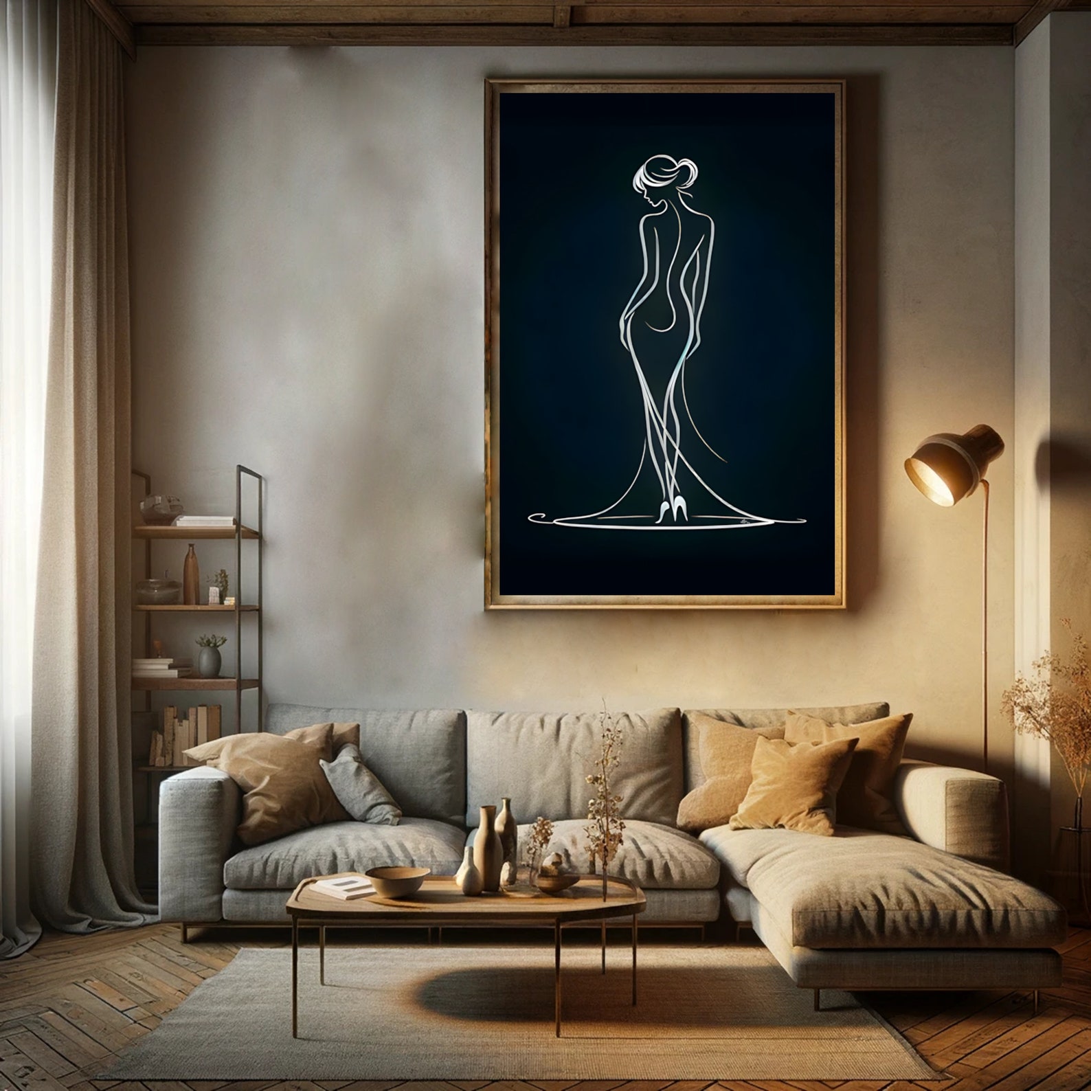 Black and White Portrait L Vintage L Abstract Linear Art L Ready for ...