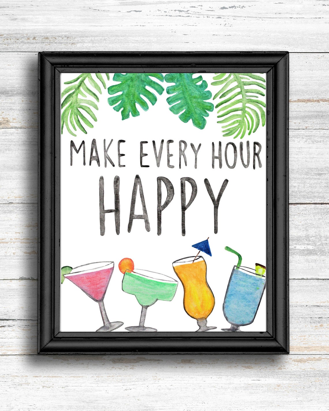 Bar Cart Print, Bar Cart Sign, Happy Hour Print, Make Every Hour Happy ...