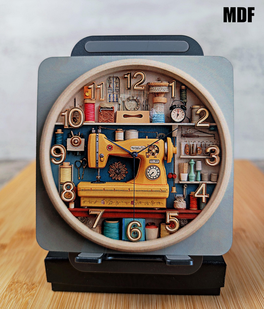 Sewing Machine Clock Coaster Set – Vintage Sewing Decor and New MDF ...
