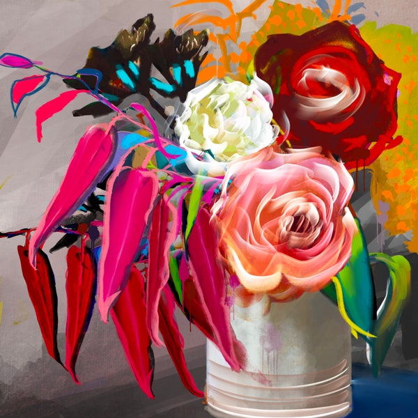 Abstract Floral Art - Etsy