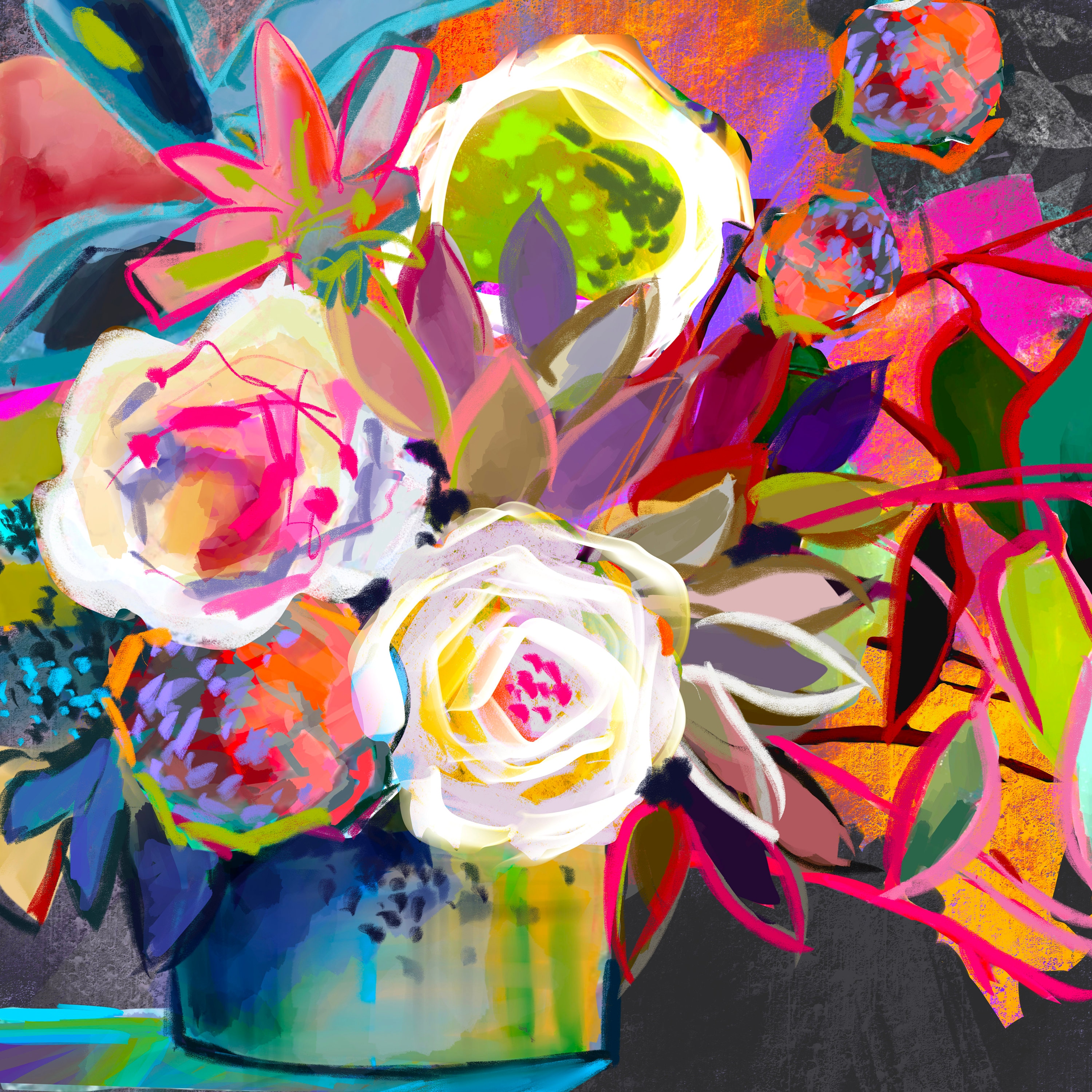 Pinturas florales abstractas abstracto arte floral abstracto | Etsy