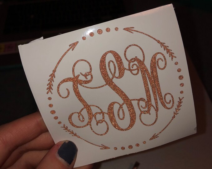 1 Monogram Decal, Monogram Sticker, Cute Monogram Decal, Circle ...