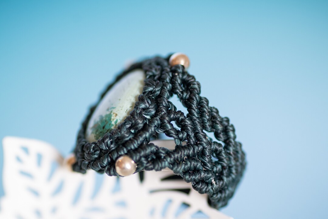 Micro Macrame Ring Set Turquoise - Etsy UK