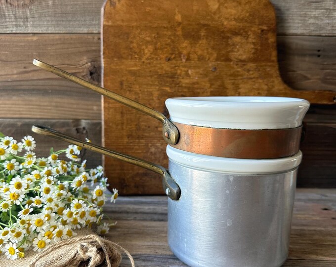 Vintage Jurgensen’s Ceramic Double Boiler Made in France | Aluminum Pot ...