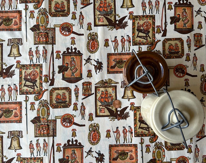 Vintage 1950s Historical Early American Colonial Design Fabric Sold by ...