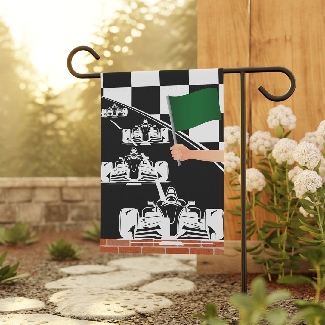 Race Car Checkered Garden & House Banner Flag, Racing Fans, Yard of ...